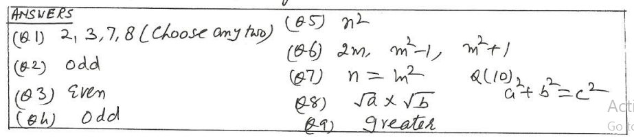 CBSE Class 8 Mathematics Squares and Square Roots MCQs Set A with Answers